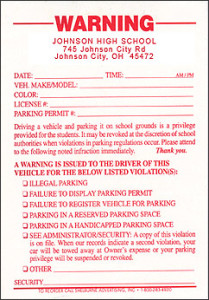 Parking Lot Violation Stickers, Parking Warning Stickers, Warning Forms ...